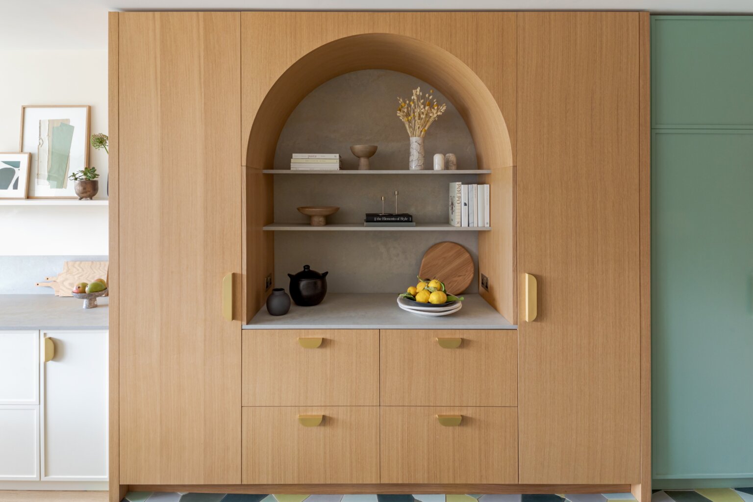 Elegant Curves: Pastel Green and White Kitchen by Kate Feather - The ...