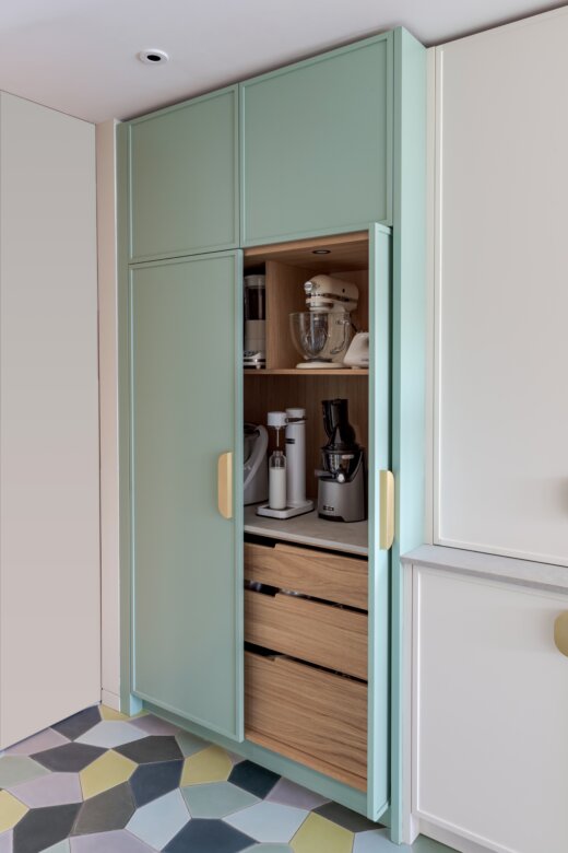 Elegant Curves: Pastel Green and White Kitchen by Kate Feather - The ...