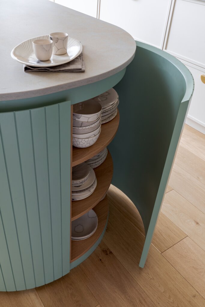 Elegant Curves: Pastel Green and White Kitchen by Kate Feather - The ...