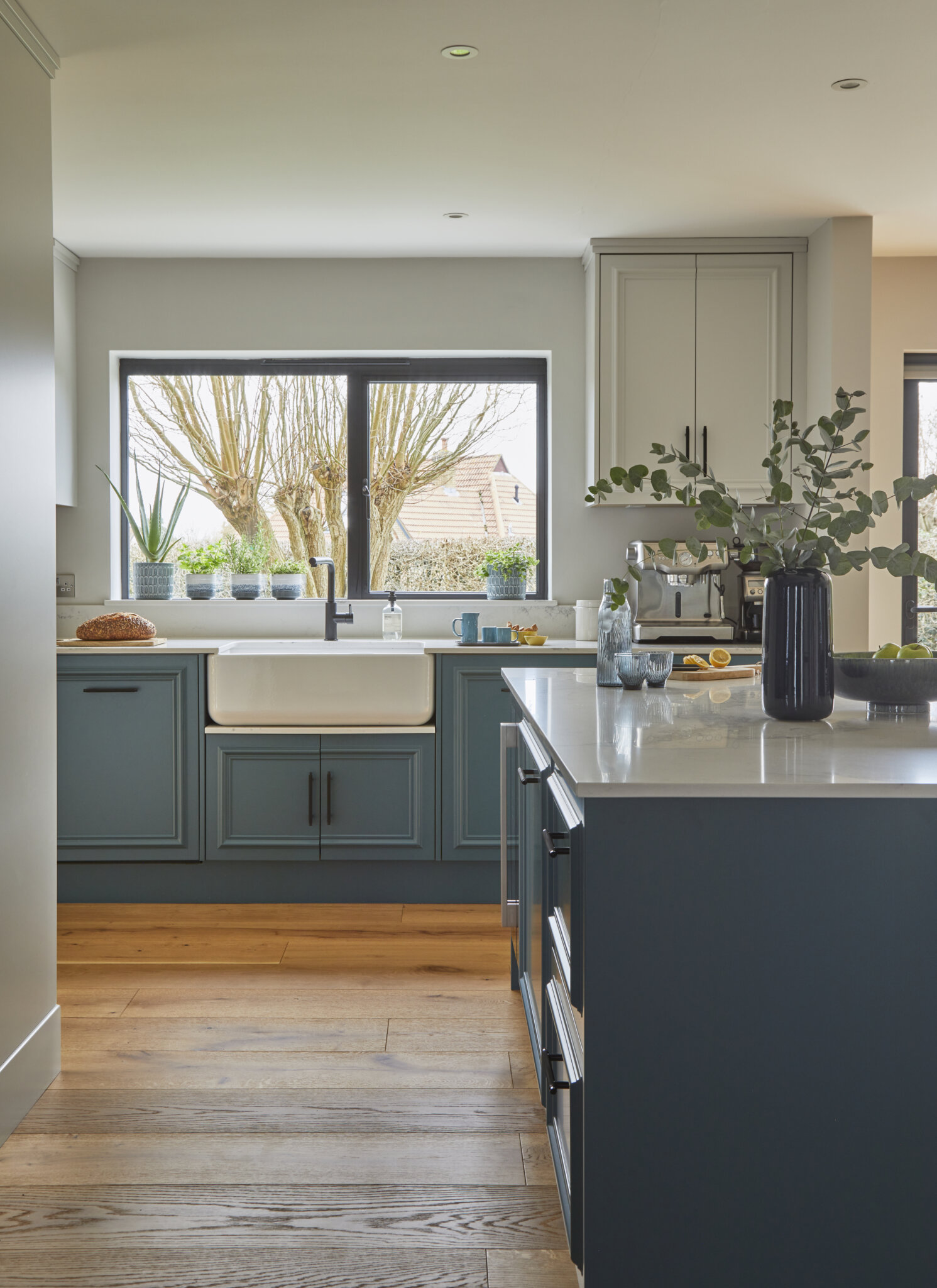Calming blue bespoke kitchen by Sheraton Interiors - The Kitchen Think
