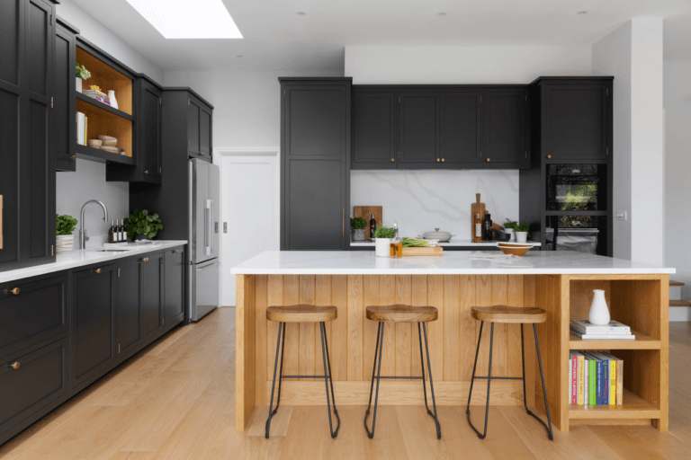Modern painted Shaker kitchen with European oak island by Higham ...